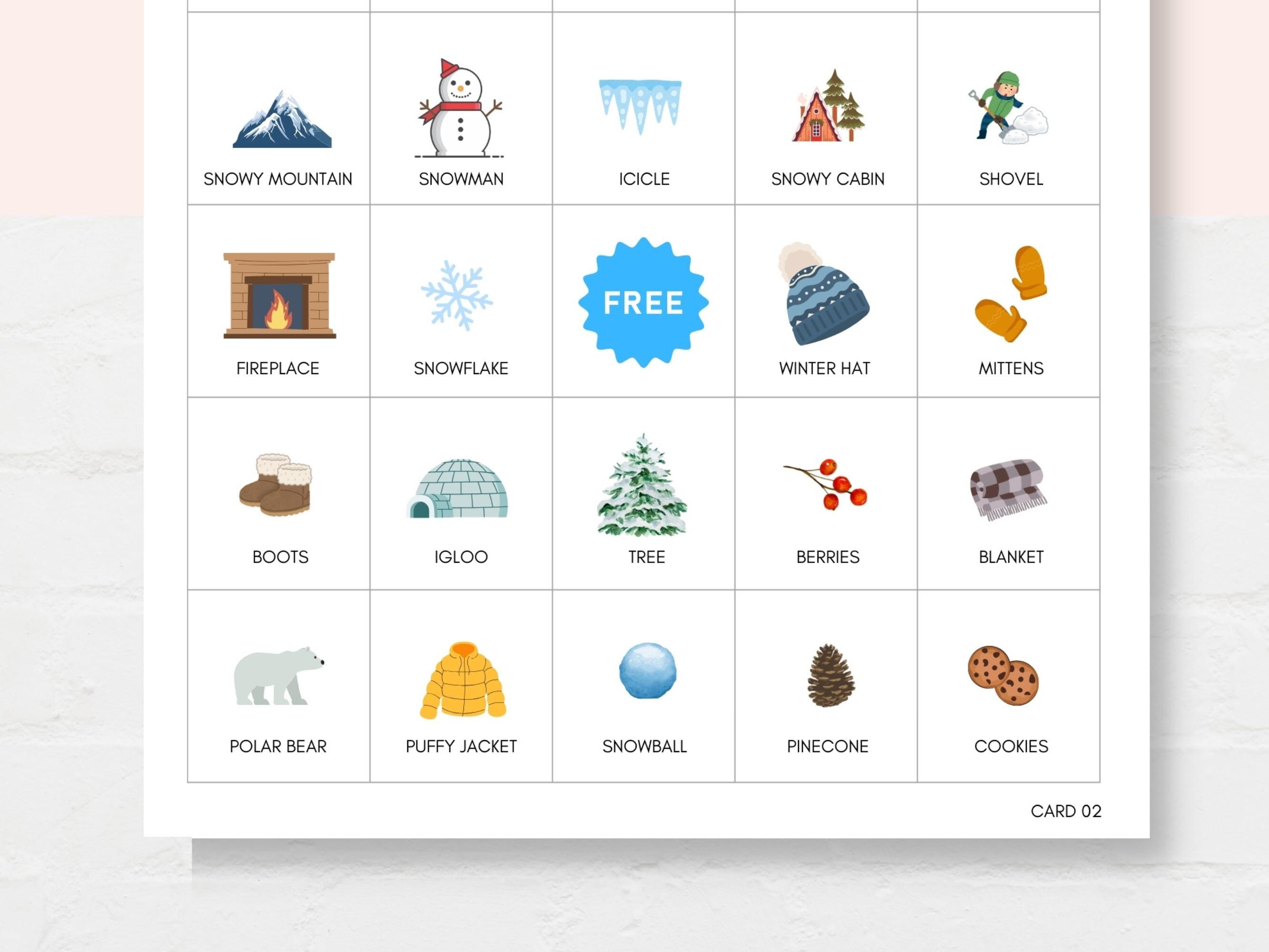 Winter Bingo, Winter Activity, Winter Bingo Printable Game, Winter ...