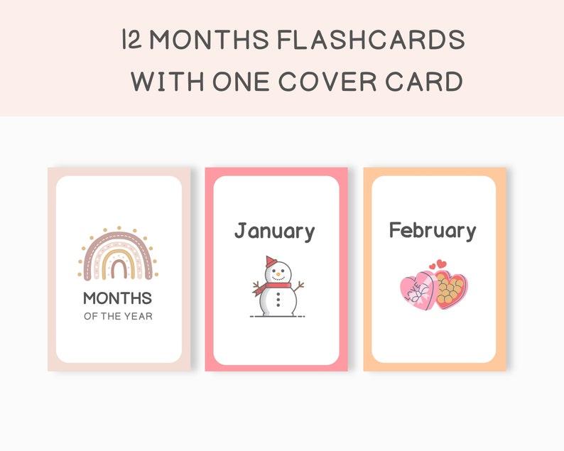 Months of the Year Flashcards, Flashcards Printable, Months Flashcards ...