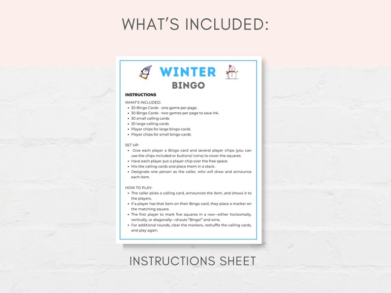 Winter Bingo, Winter Activity, Winter Bingo Printable Game, Winter ...