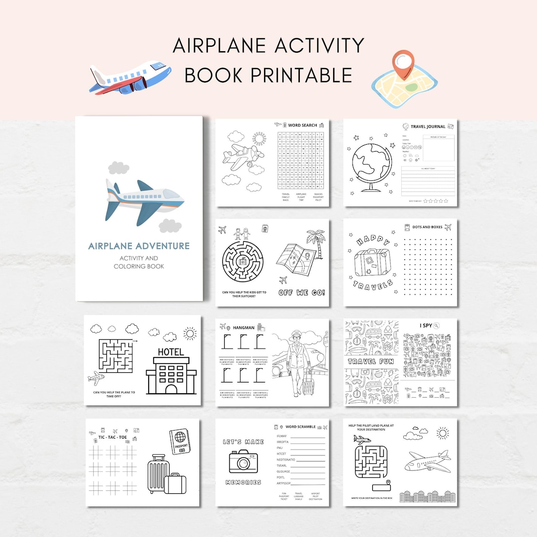 Airplane Activity Book, Travel Activities for Kids, Travel Activity ...