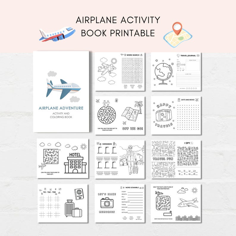Airplane Activity Book, Travel Activities for Kids, Travel Activity ...