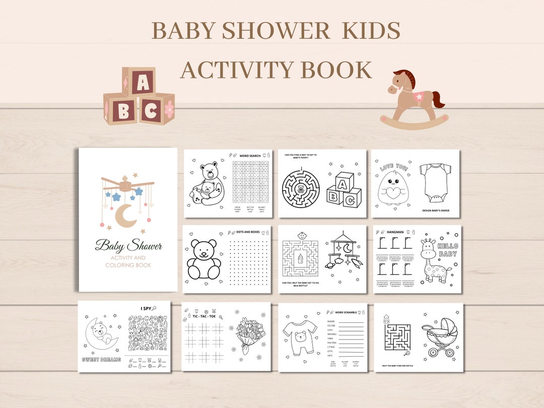 Baby Shower Kids Activity Book, Baby Shower Activity, Baby Shower Games ...