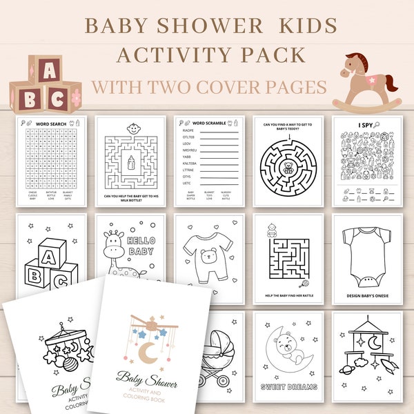 Kids Baby Shower Activity Printables - Etsy