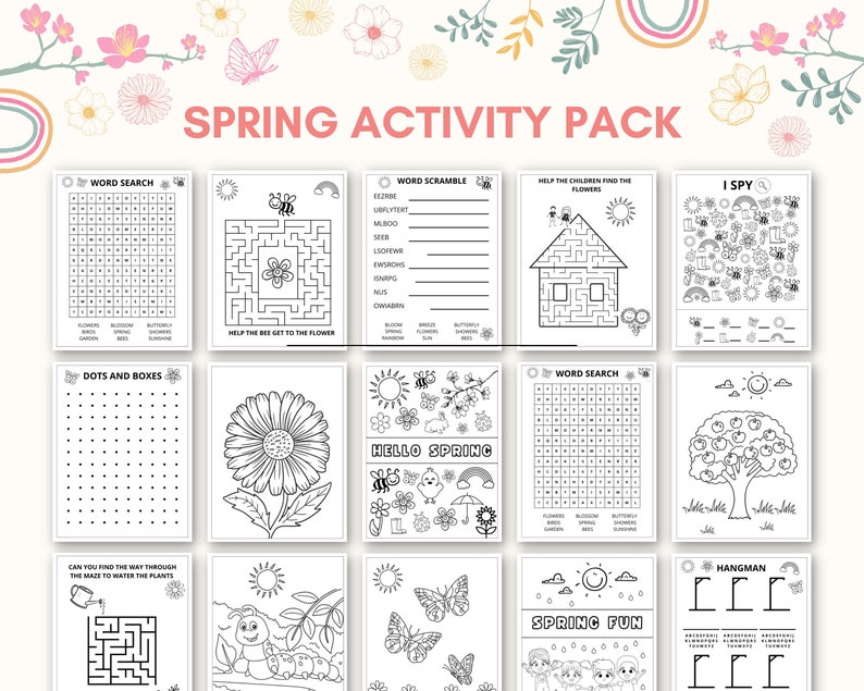 Spring Activity Printable Spring Coloring Pages Spring - Etsy