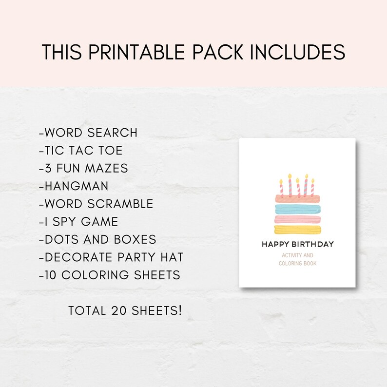 Birthday Activity Printable, Birthday Coloring, Birthday Activities ...