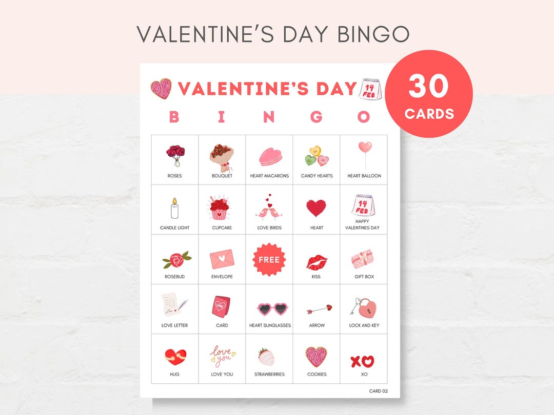 Valentines Day Bingo, Valentines Bingo, Valentines Day Game, Printable ...