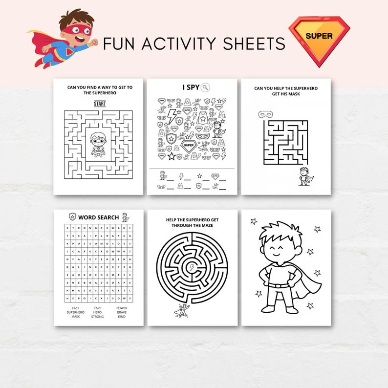 Superhero Activity Sheets, Superhero Coloring Pages, Superhero Birthday ...
