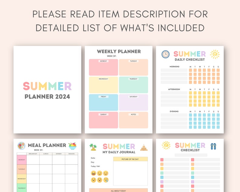 Summer Planner 2024, Summer Kids Planner, Summer Activity, Summer ...