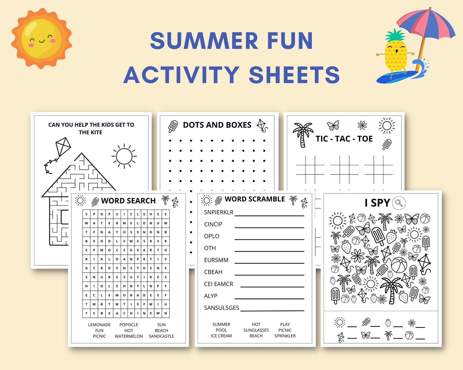 Summer Activities, Summer Printables, Summer Games, Summer Activity ...