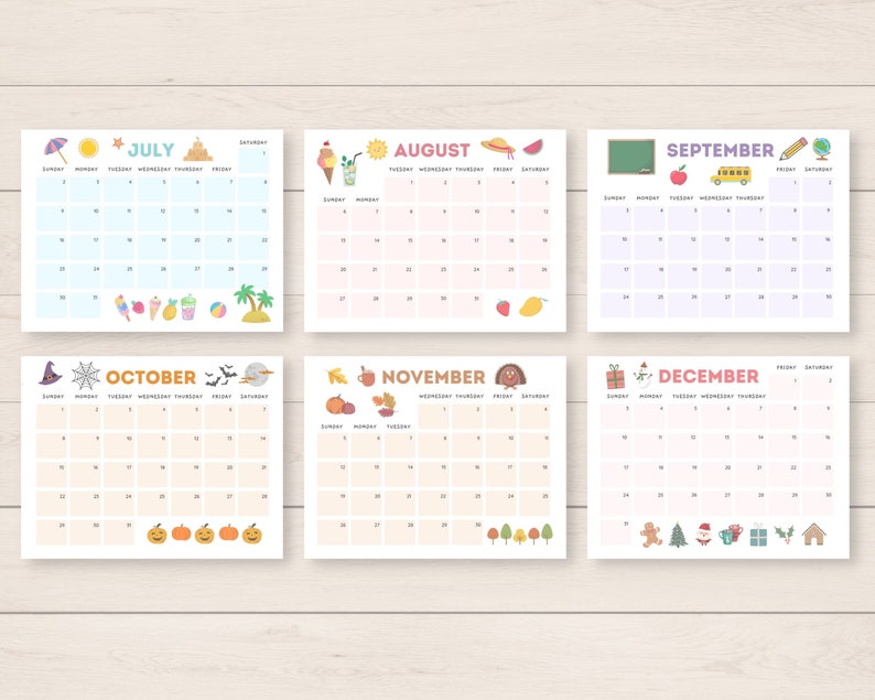Calendar 2023 Printable Kids Calendar 2023 Editable - Etsy