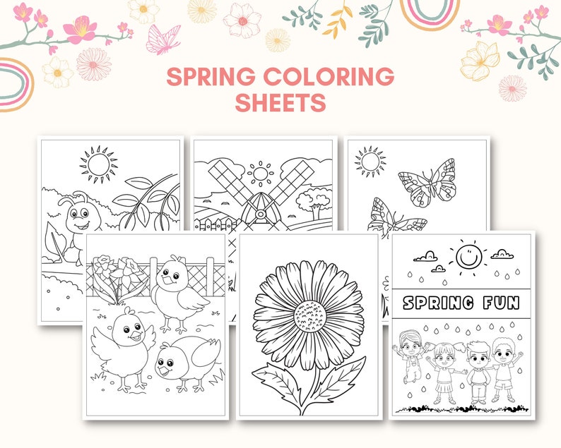 Spring Activity Printable Spring Coloring Pages Spring - Etsy