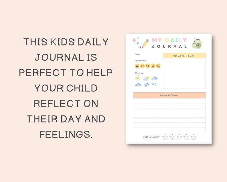 Daily Journal for Kids, Kids Daily Journal, Kids Journal Printable ...