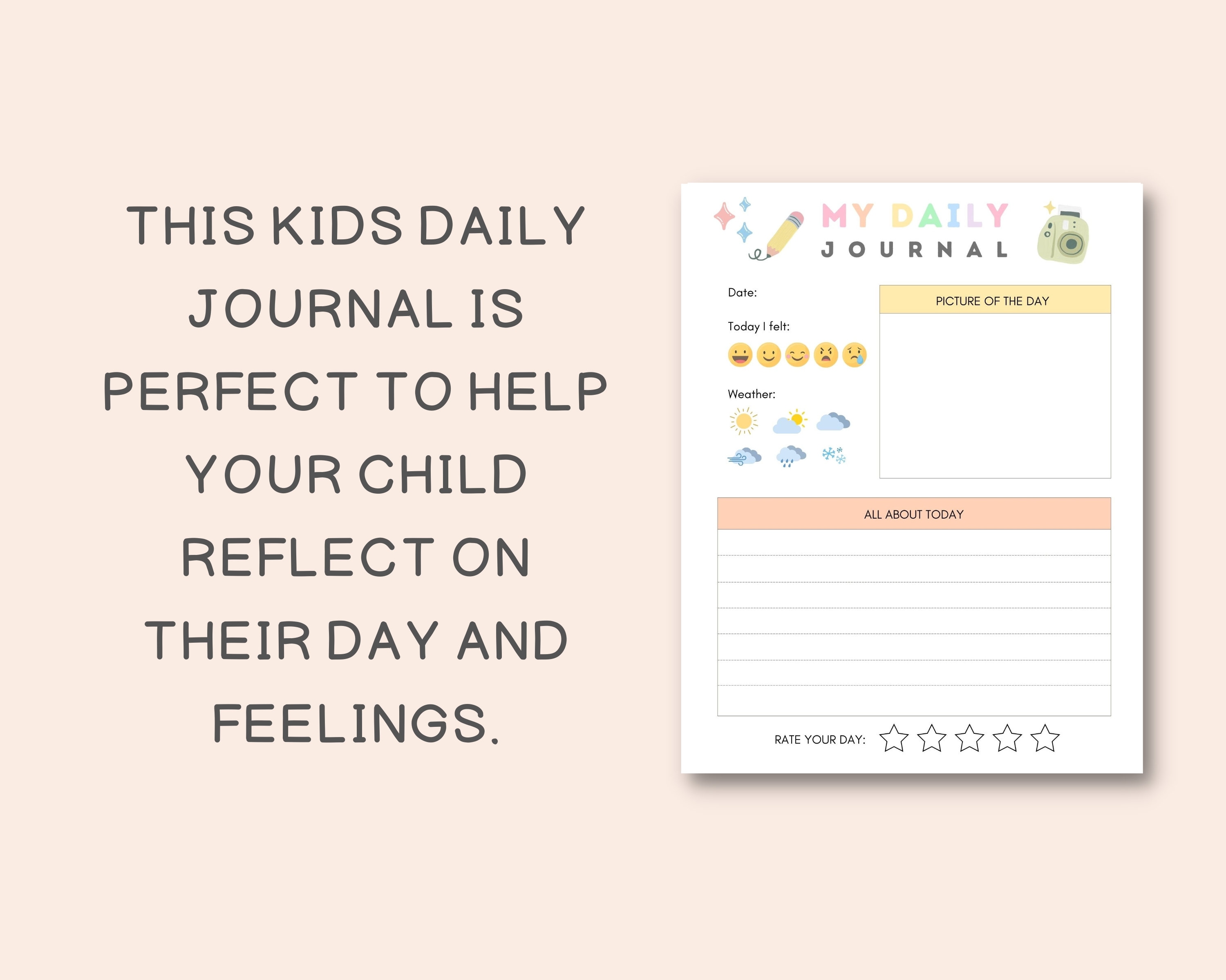 Daily Journal for Kids, Kids Daily Journal, Kids Journal Printable ...