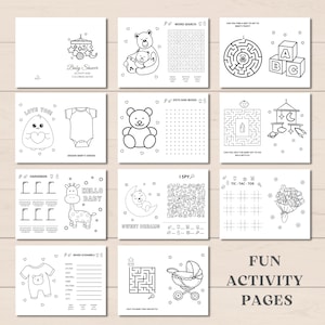 Baby Shower Kids Activity, Baby Shower Activity Book, Baby Shower Games ...