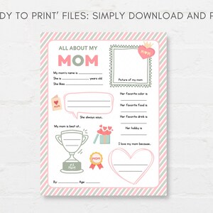 All About Mom Printable, Mother’s Day Questionnaire, All About My Mom ...