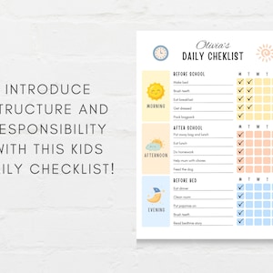 Kids Daily Checklist, Daily Checklist for Kids, Editable Kids Daily ...