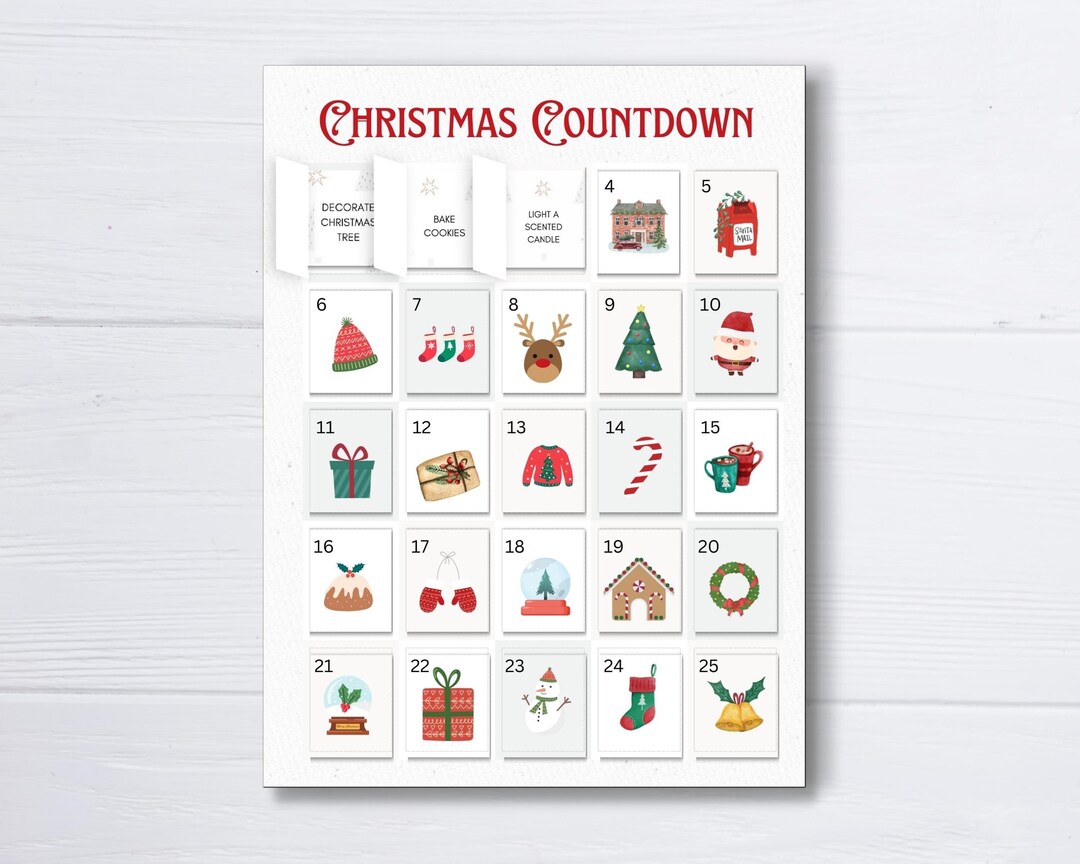 Printable Advent Calendar, Christmas Countdown, Advent Kids Activities ...
