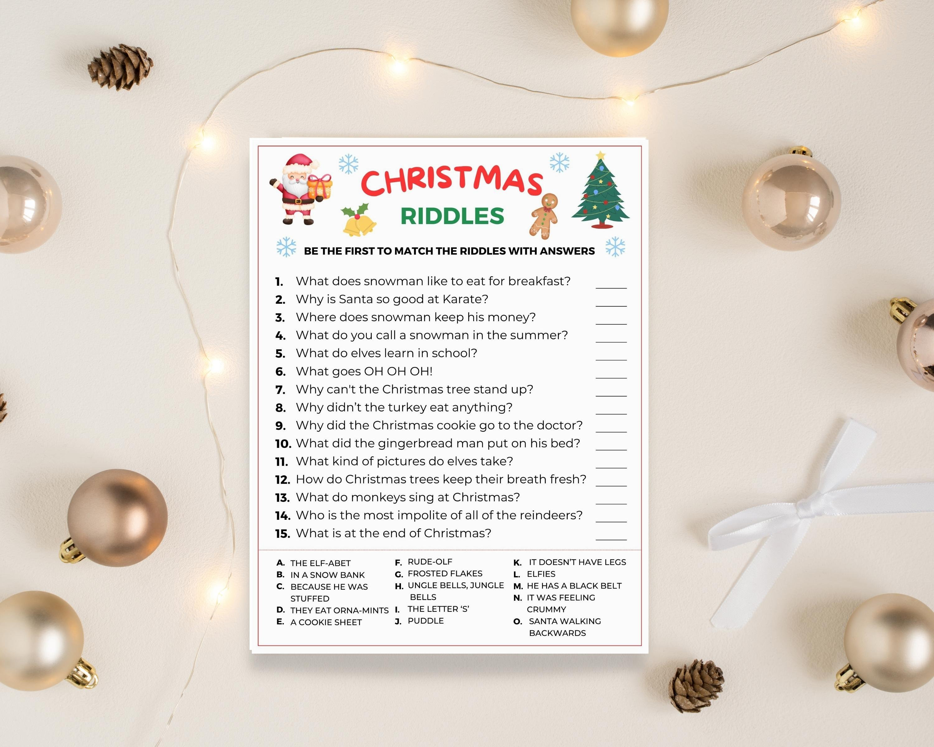 Christmas Riddles Printable Christmas Party Games Christmas - Etsy Canada