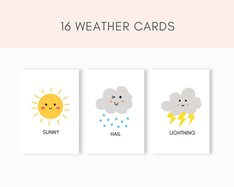Weather Flashcards Printable Flashcards Toddler Flashcards - Etsy