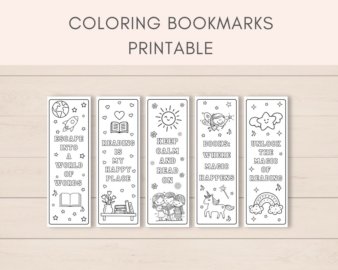 Coloring Bookmarks, Printable Bookmarks, Bookmarks for Kids, DIY ...