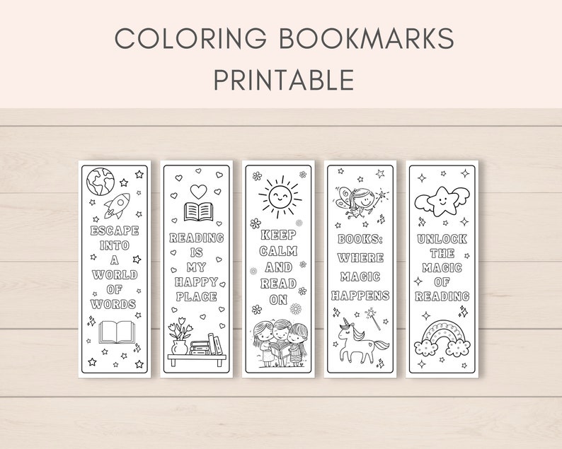 Coloring Bookmarks, Printable Bookmarks, Bookmarks for Kids, DIY ...