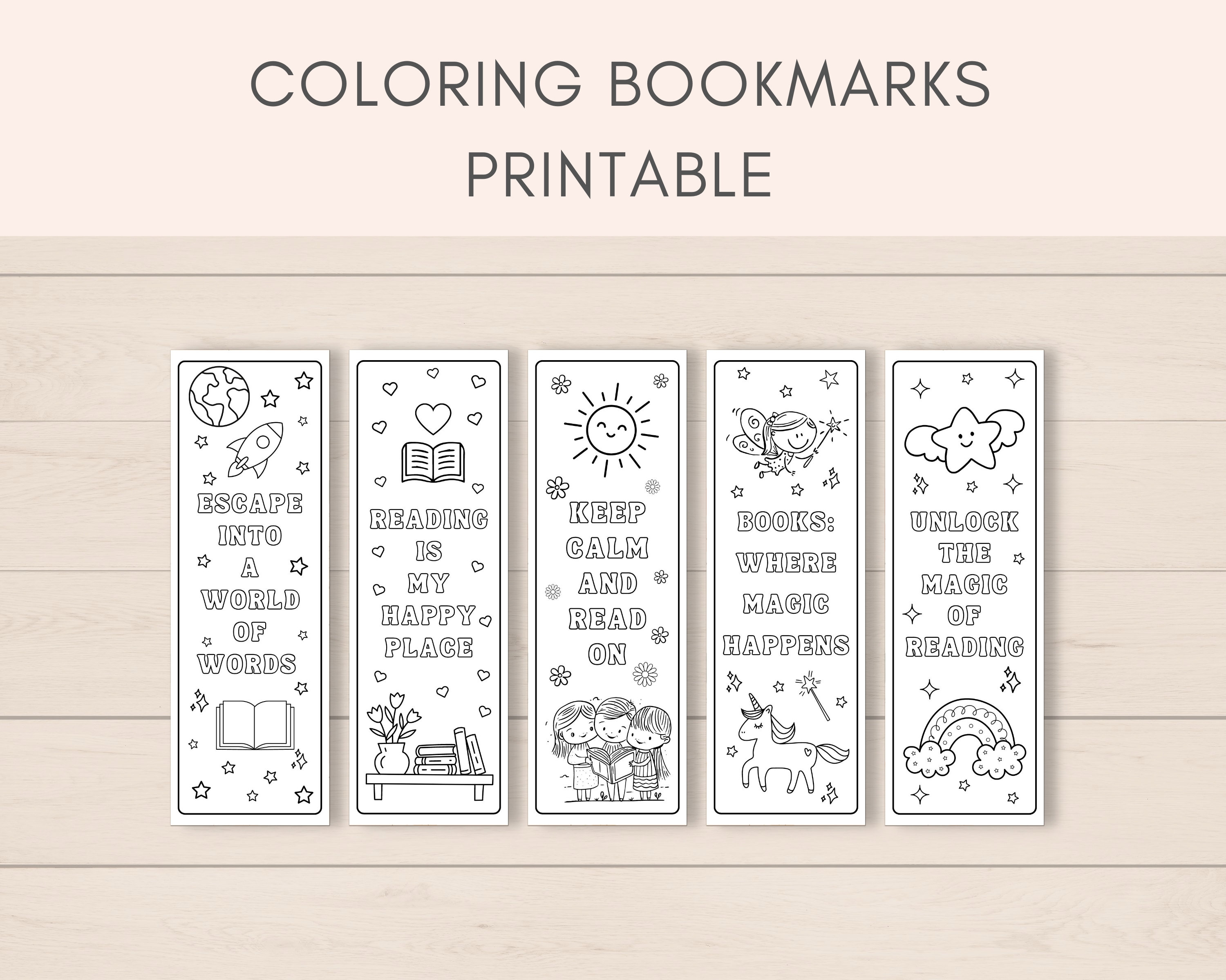 Coloring Bookmarks, Printable Bookmarks, Bookmarks for Kids, DIY ...