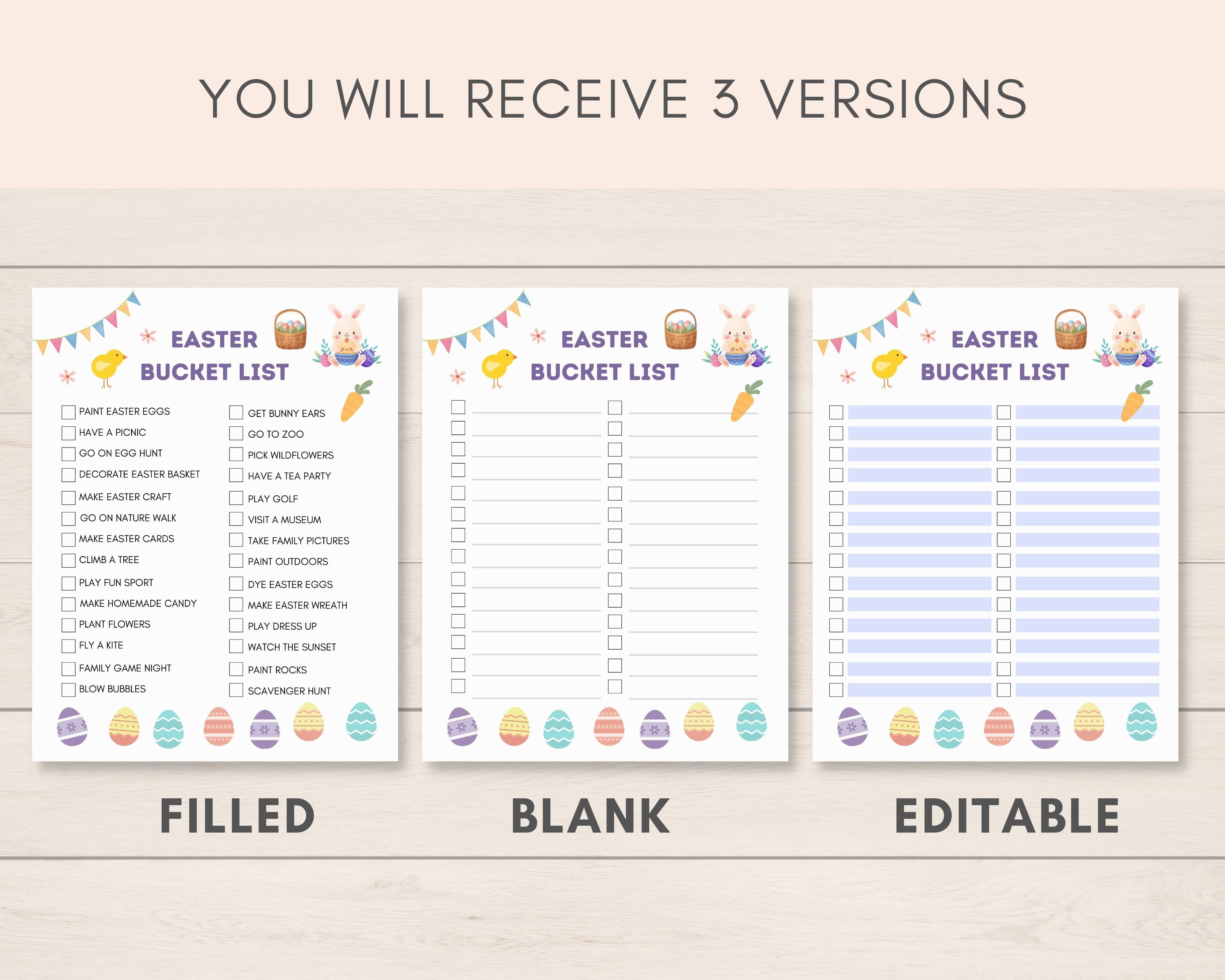 Easter Bucket List Printable, Easter Checklist, Easter Activities, Kids ...