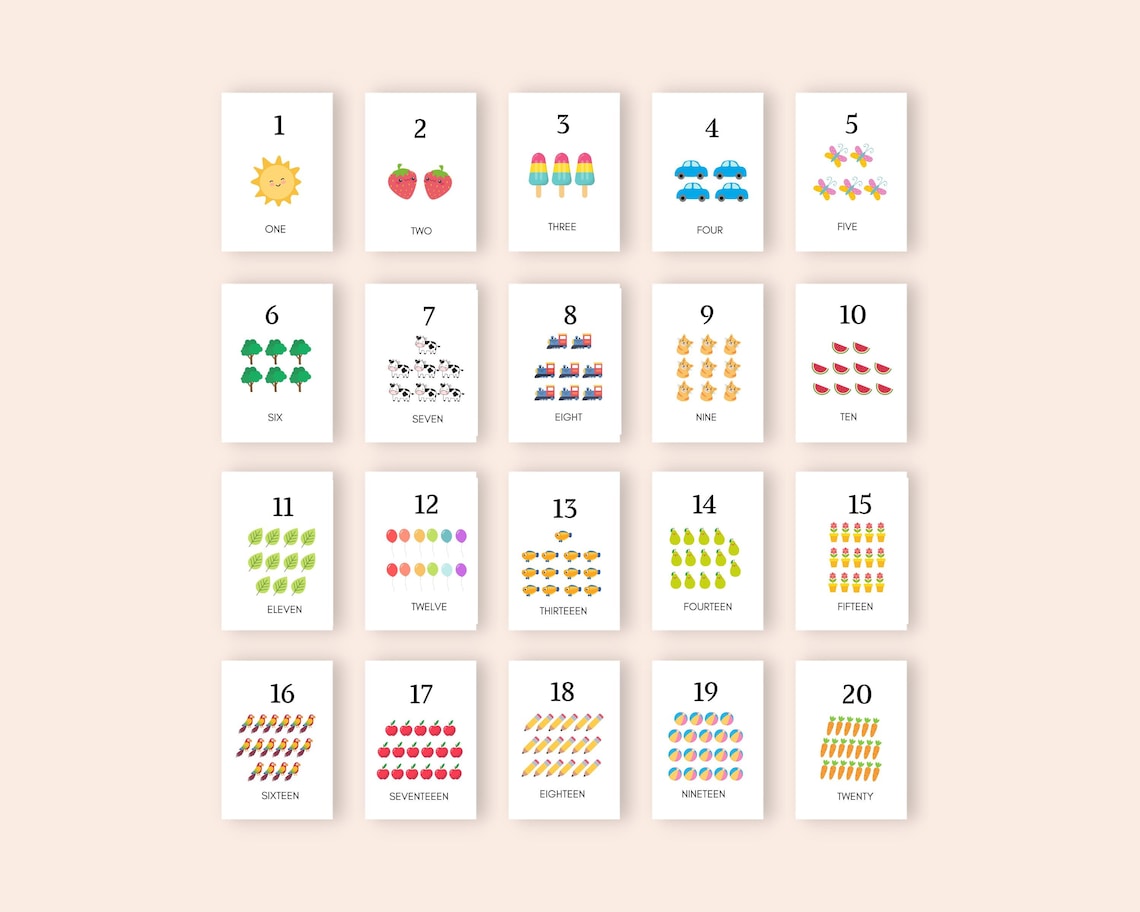 Number Flashcards Counting Cards Printable Number Flash - Etsy
