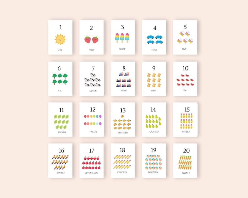 Number Flashcards, Counting Cards, Printable Number Flash Cards, Number ...