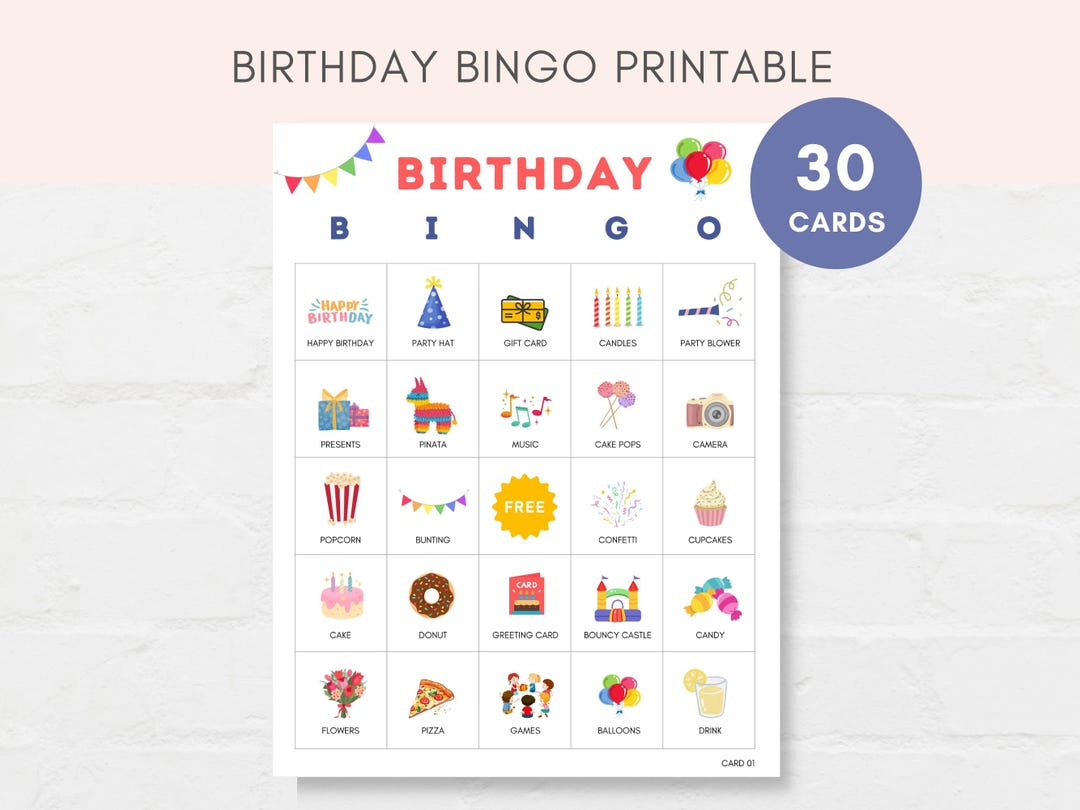 Birthday Bingo, Birthday Bingo Cards, Bingo Birthday Party, Birthday ...