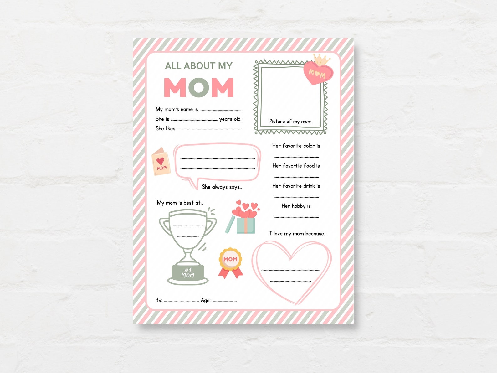All About Mom Printable, Mother’s Day Questionnaire, All About My Mom ...