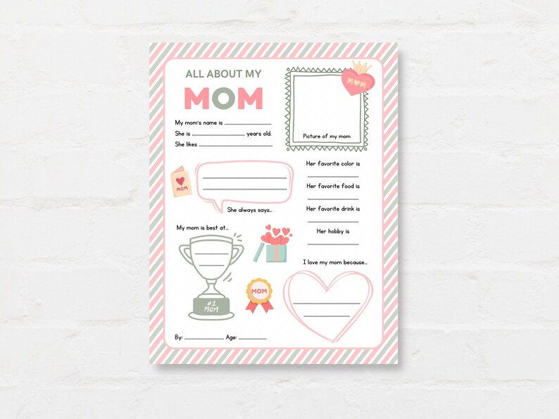 All About Mom Printable, Mother’s Day Questionnaire, All About My Mom ...