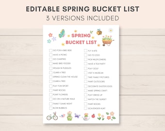 Spring Bucket List Printable, Spring Printable, Spring Break, Kids ...