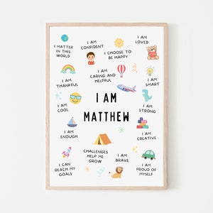 Boys Affirmations Wall Art, Children Affirmation Wall Art, Positive ...