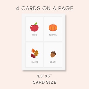 Fall Flashcards Printable, Autumn Flashcards, Nature Cards, Fall ...