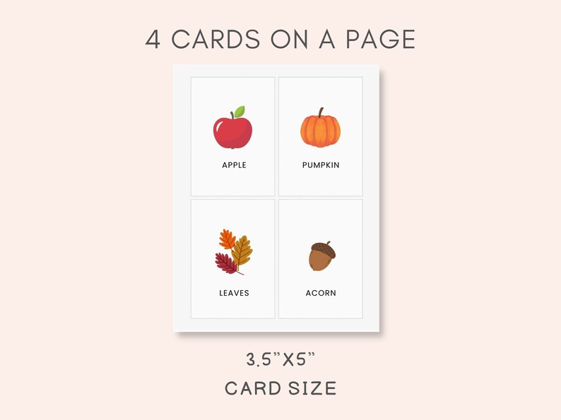 Fall Flashcards Printable, Autumn Flashcards, Nature Cards, Fall ...