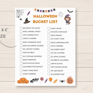 Halloween Bucket List Printable, Halloween Printable, Custom Bucket ...