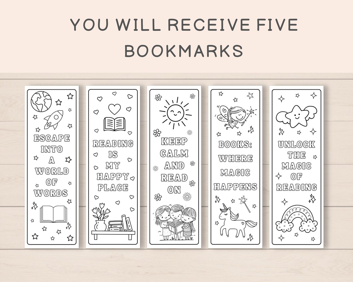 Coloring Bookmarks, Printable Bookmarks, Bookmarks for Kids, DIY ...