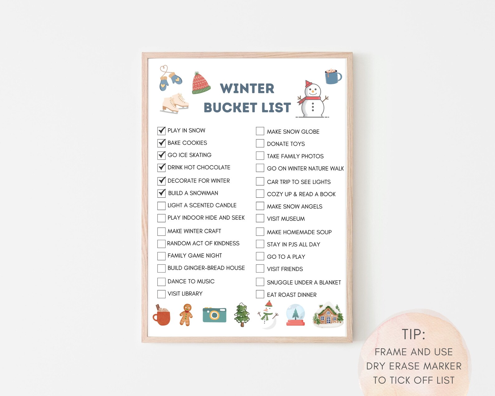 Winter Bucket List Printable Winter Checklist Holiday Bucket - Etsy