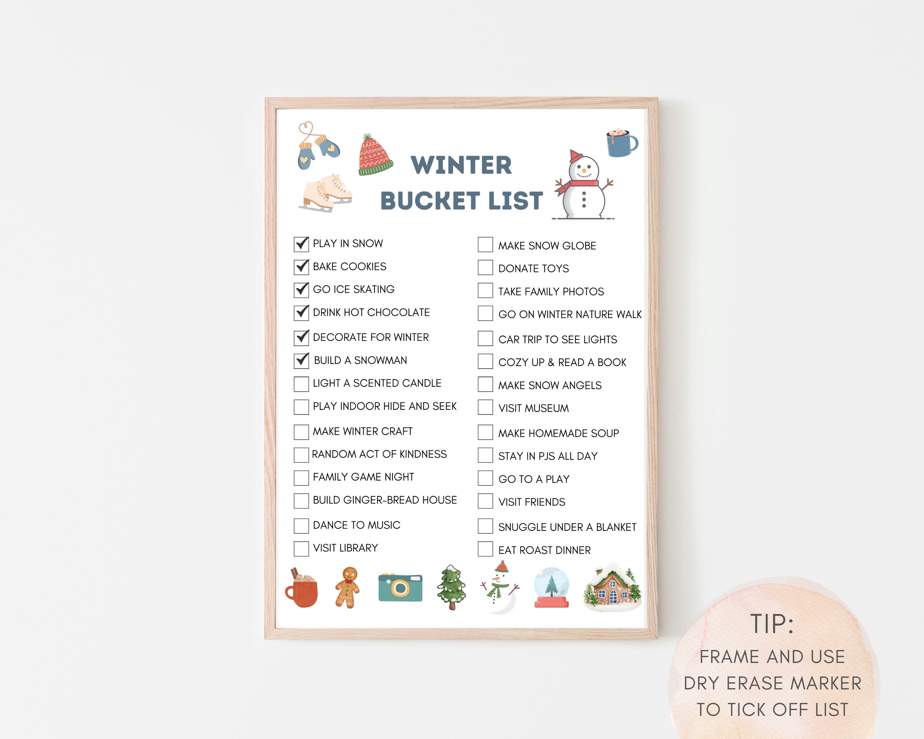 Winter Bucket List Printable Winter Checklist Holiday Bucket - Etsy