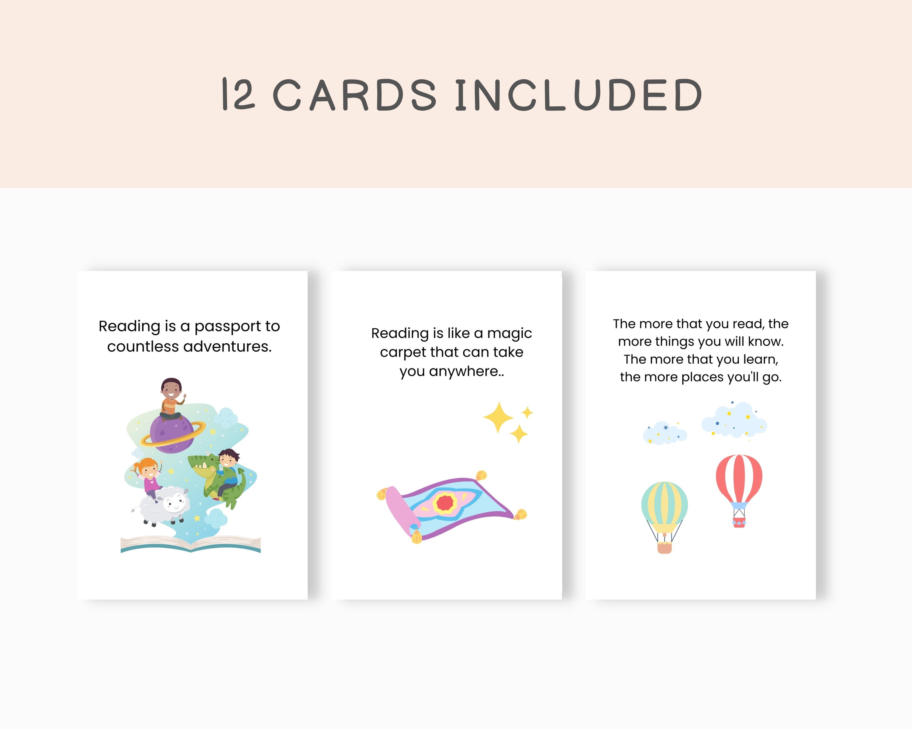 Reading Quotes Cards for Kids Reading Quotes Inspiring - Etsy UK