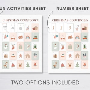 Advent Calendar Printable, Boho Advent Calendar, Christmas Countdown ...