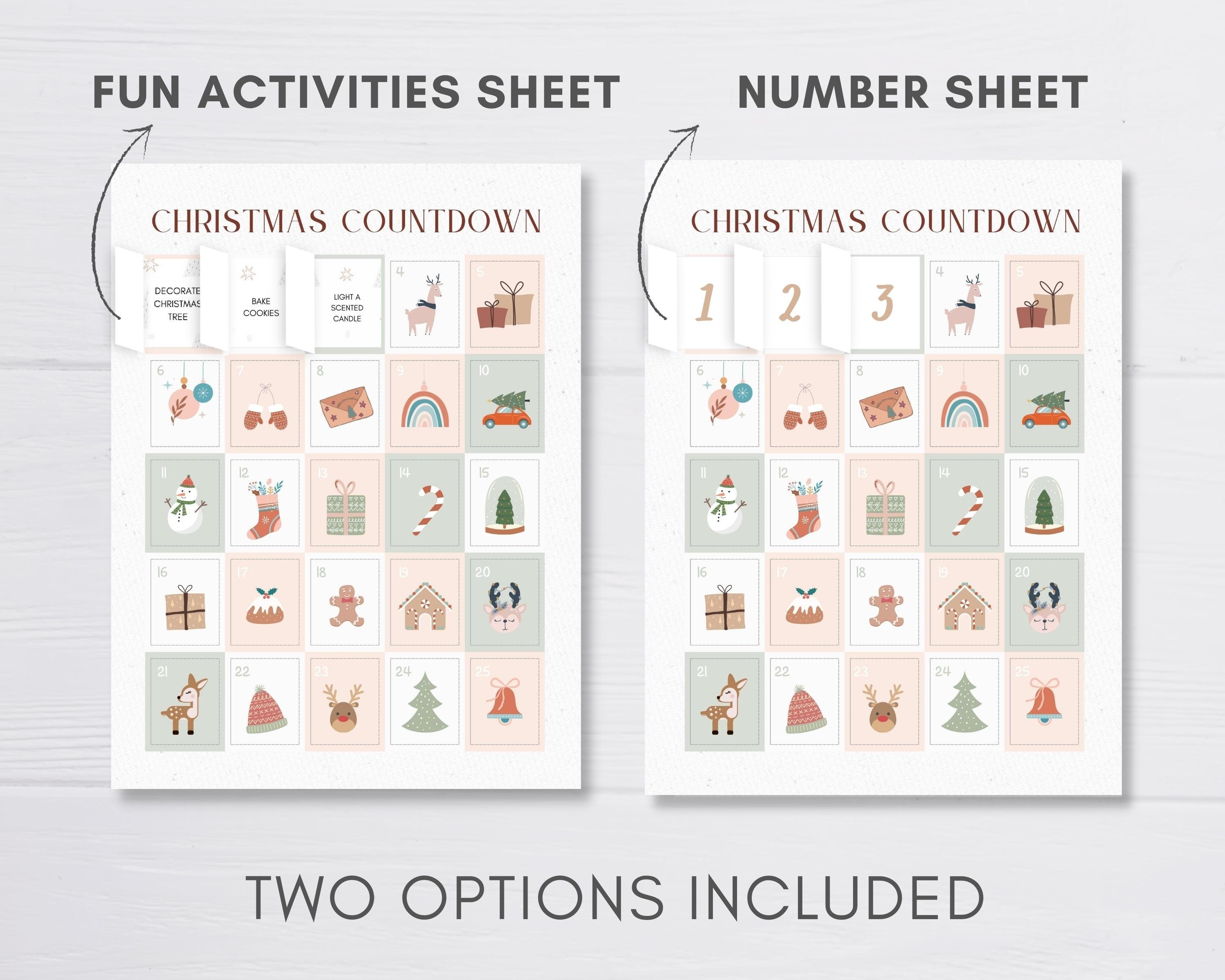 Advent Calendar Printable, Boho Advent Calendar, Christmas Countdown ...