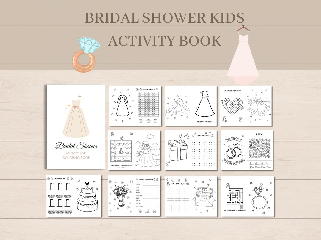 Bridal Shower Kids Activity Book, Bridal Shower Games, Bridal Shower ...