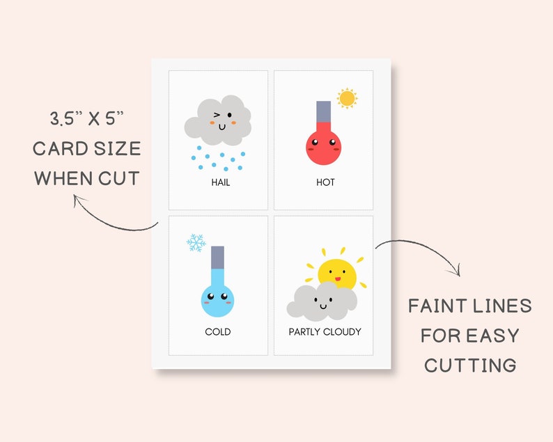 Weather Flashcards Printable Flashcards Toddler Flashcards - Etsy