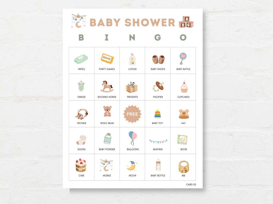 Baby Shower Bingo, Baby Shower Games, Baby Shower Activity, Baby Shower ...