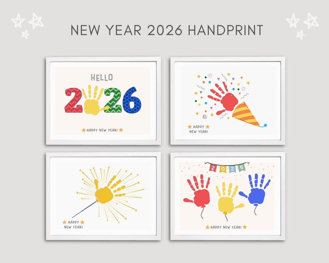 New Years Handprint Printable, 2026 Handprint Craft, Happy New Year ...