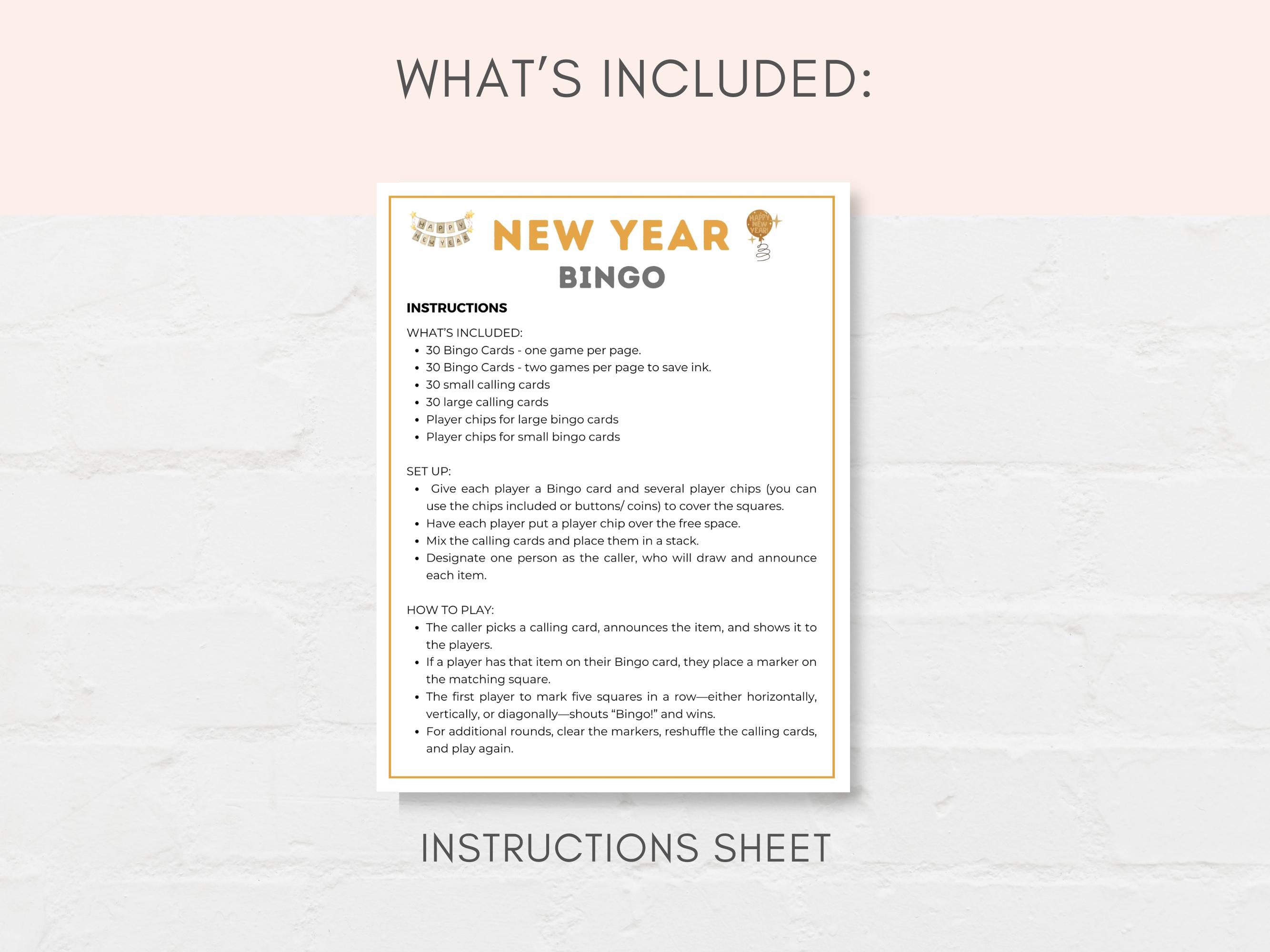 New Year Bingo Printable, New Year Game, New Year Activity, Kids New ...
