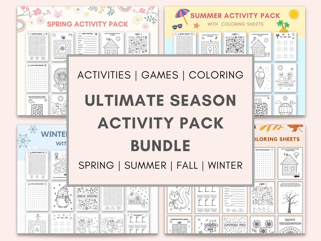 KIDS ACTIVITY PACK, Seasons Activity Pack, Kids Activity Printable ...