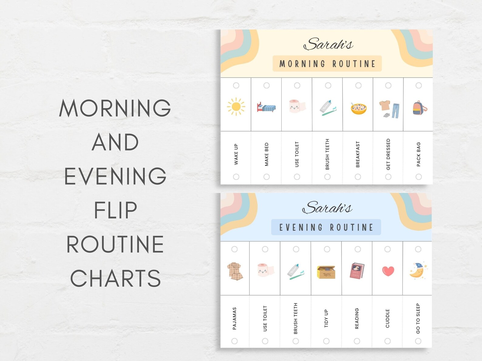 Routine Flip Chart, Morning Routine Chart, Bedtime Routine Chart, Kids ...